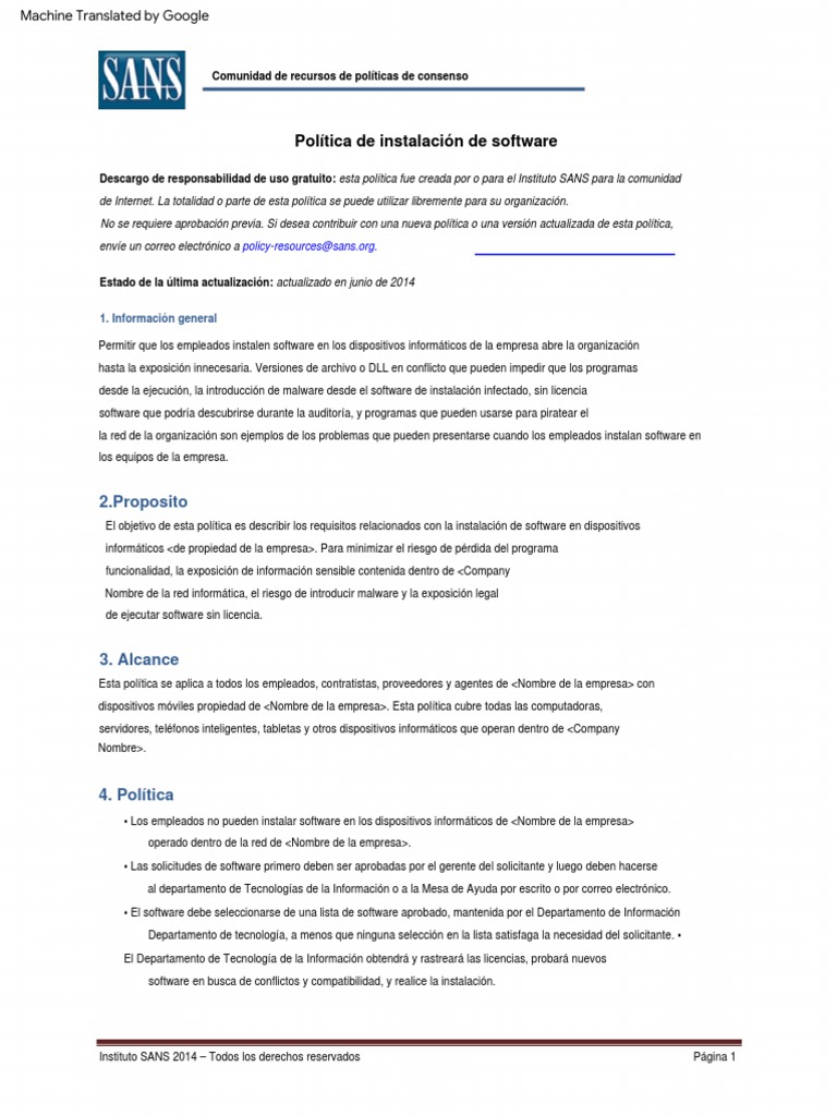 Software Installation Policy | PDF