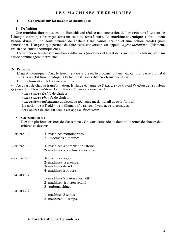 Les Machines Thermiques 4.1 | PDF | Chaleur | Entropie