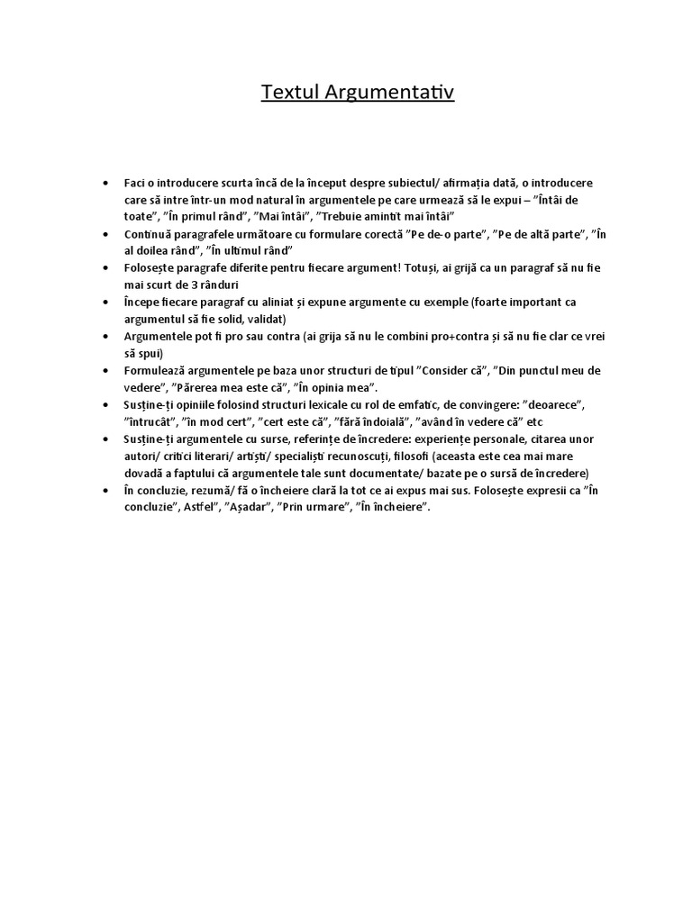 Textul Argumentativ | PDF