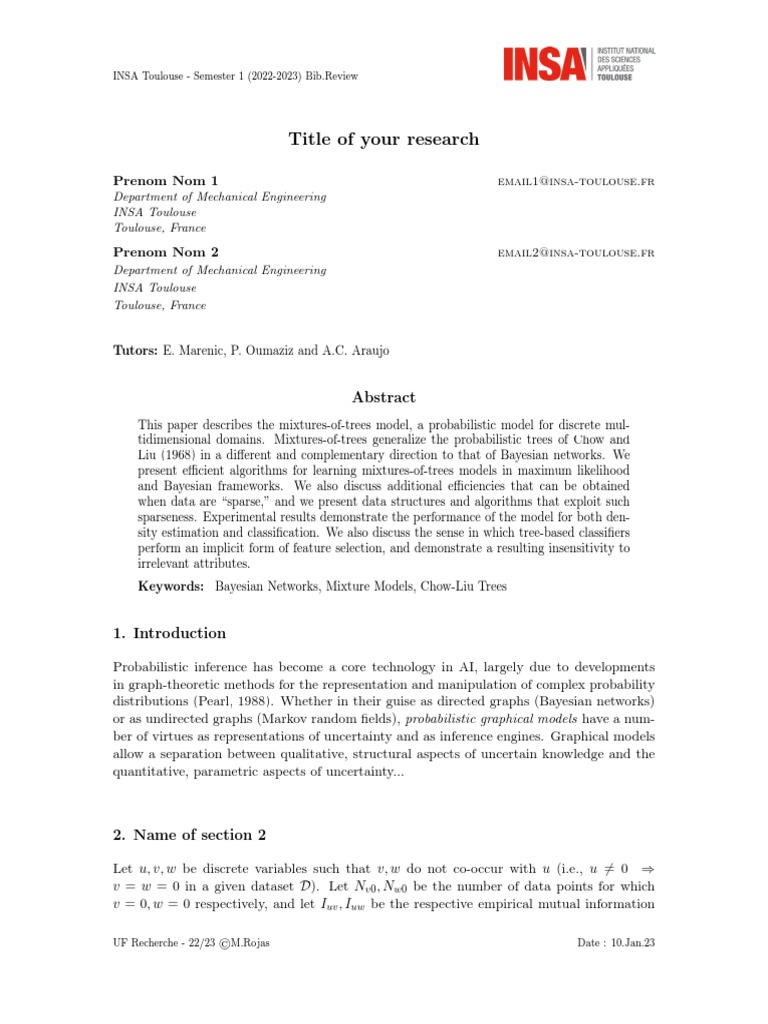 Template For Uf Recherche Bib Review Insa Toulouse DGM | PDF | Bayesian Network | Statistical ...