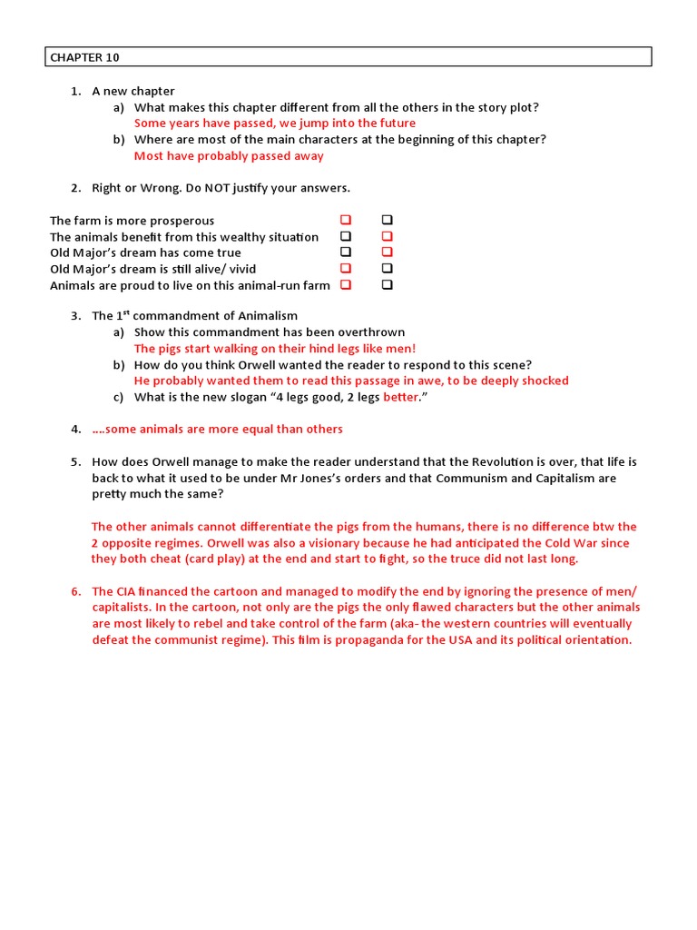 Animal Farm Chapter 10 Analysis | PDF