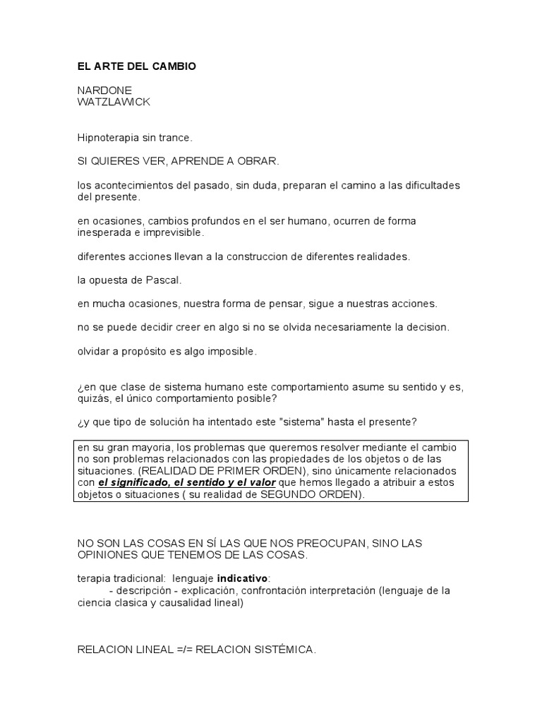 El Arte Del Cambio | PDF | Realidad | Verdad