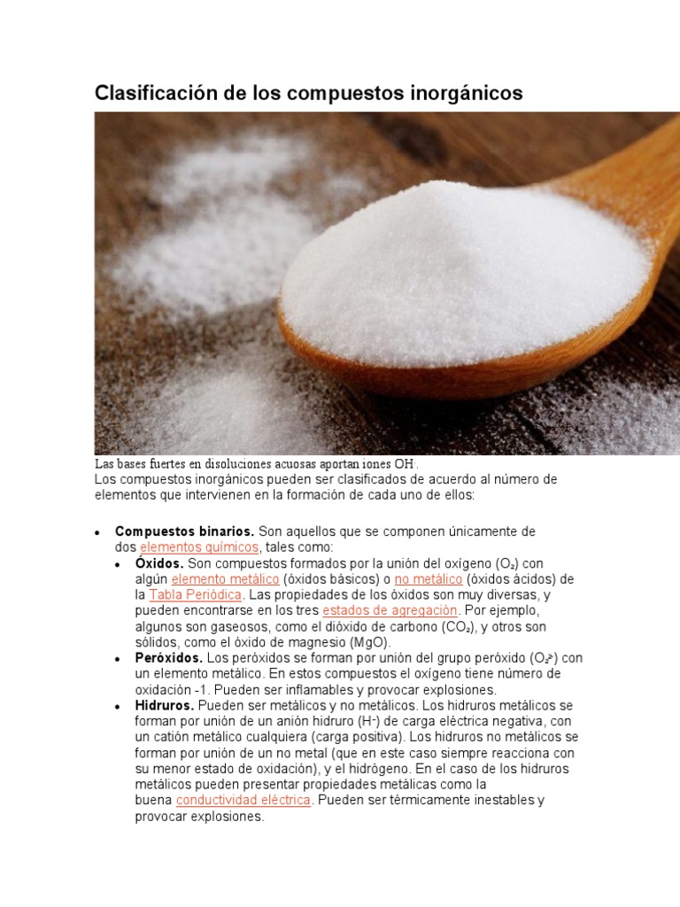 Clasificación de Los Compuestos Inorgánicos - InORGANICA | PDF ...