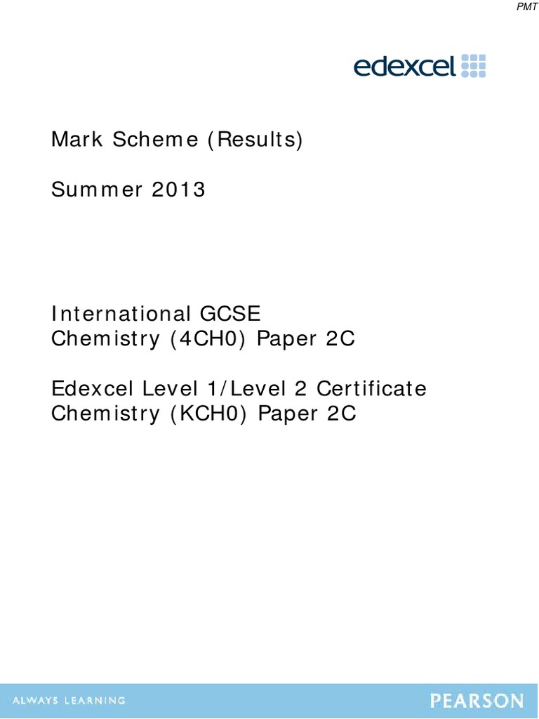 June 2013 MS - Paper 2C Edexcel Chemistry IGCSE | PDF | Ion | Ionic Bonding