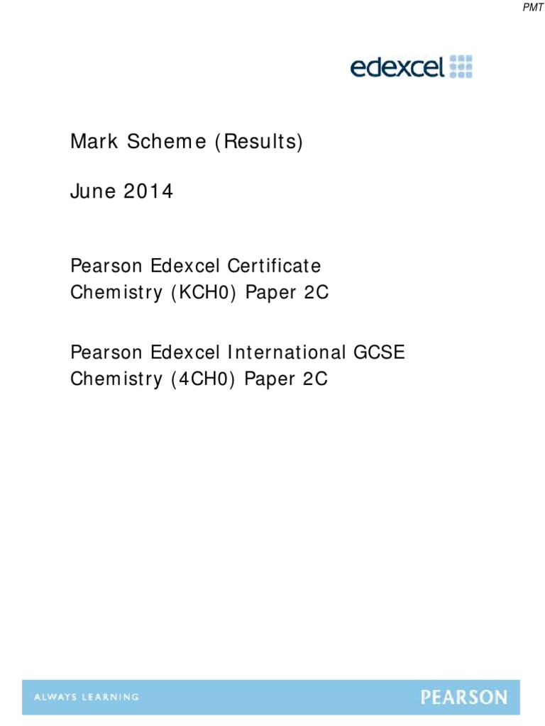 June 2014 MS - Paper 2C Edexcel Chemistry IGCSE | PDF | Chlorine | Ammonium