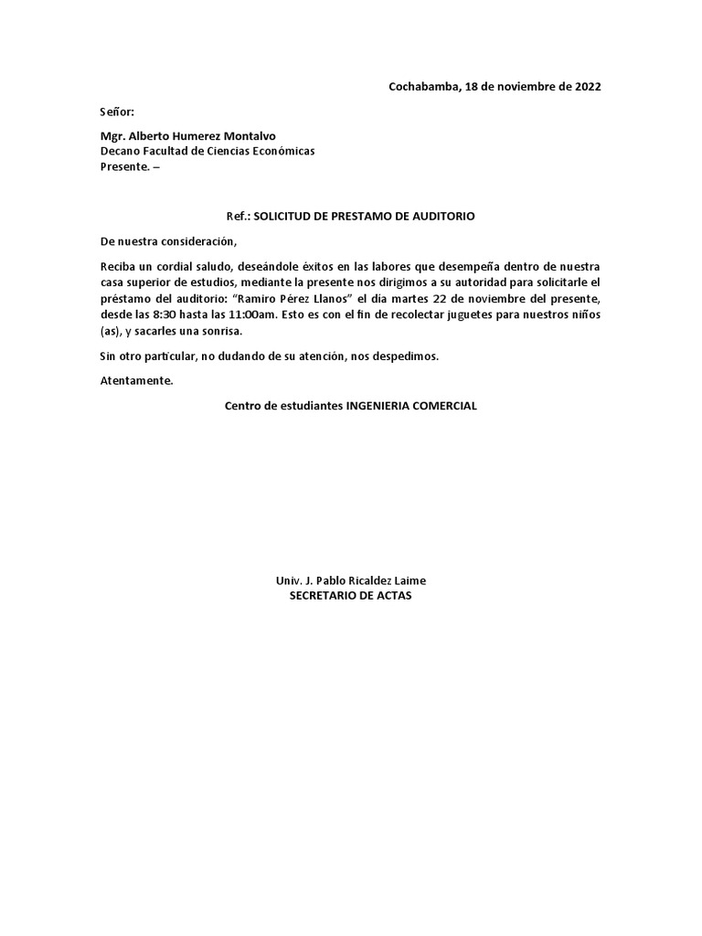 Carta de Solicitud | PDF