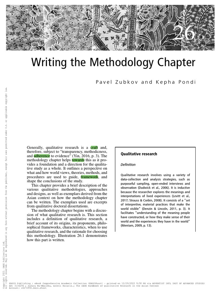 Zubkov & Pondi Writing The Methodology Chapter | PDF | Qualitative Research | Theory