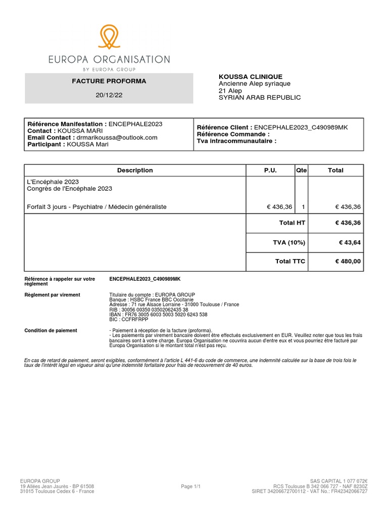 Facture Proforma Clinique 2023 | PDF | Taxe sur la valeur ajoutée | Facture