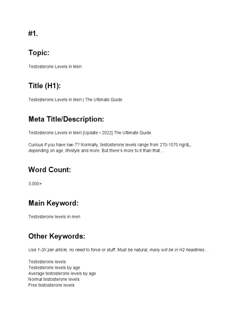 1 - Outline - Testosterone Levels in Men | PDF | Testosterone ...