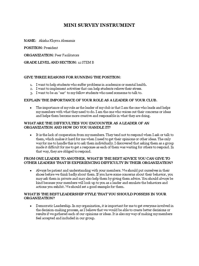 PerDev Mini Survey | PDF | Leadership | Cognition