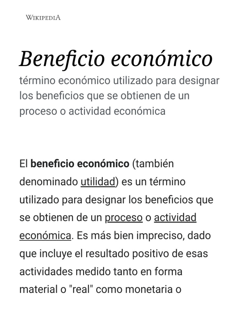 Beneficio Económico - Wikipedia, La Enciclopedia Libre | PDF | Salario ...