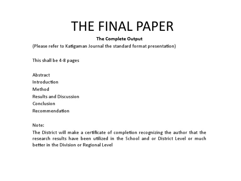 The Final Paper | PDF