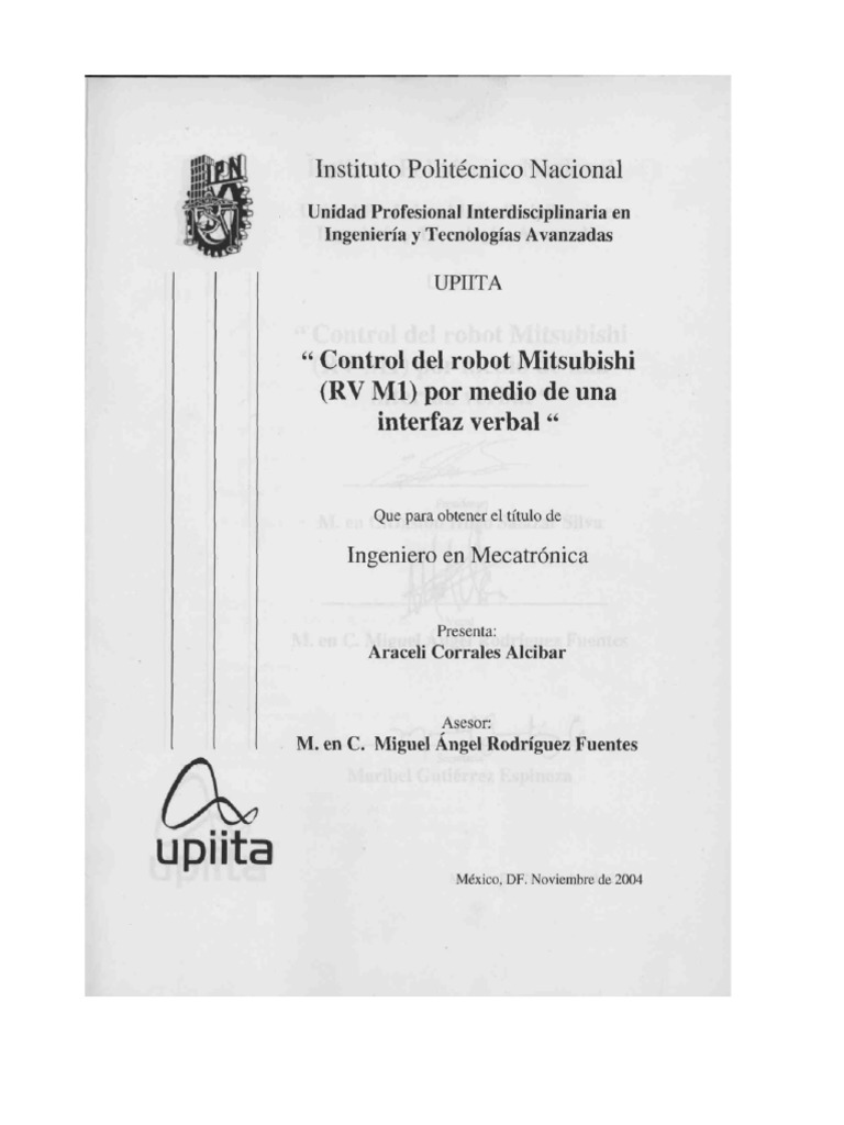Control Del Robot Mitsubishi (RV M1) Por Medio de Una Interfaz Verbal ...