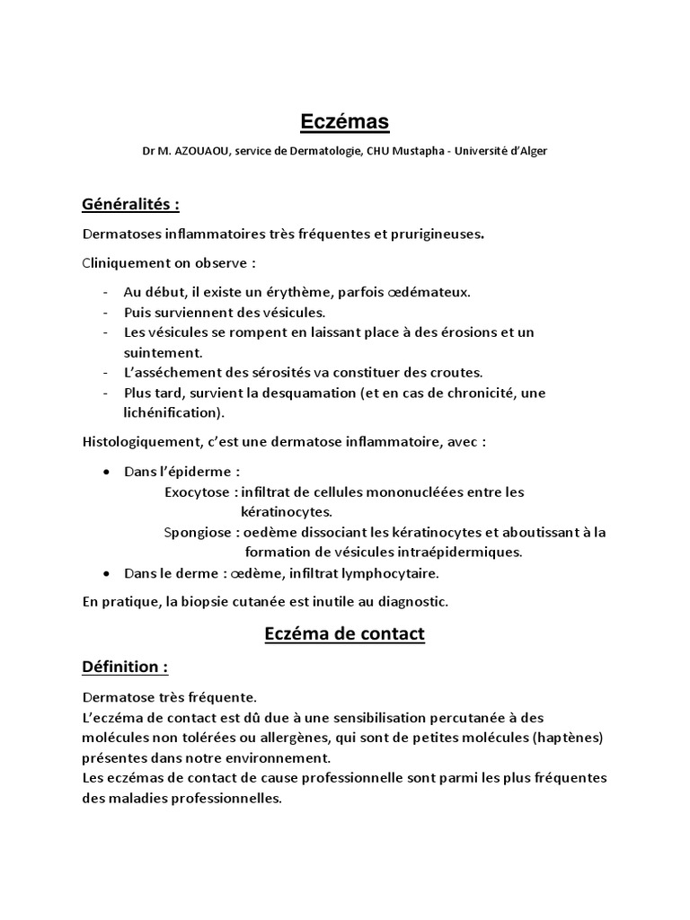 Eczéma : Types et Traitements | PDF | Dermatite | Allergie