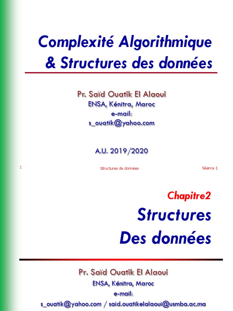 Chapitre 2 Structure Donnees - PR - Ouatik | PDF | Pointeur (programmation) | Programmation ...