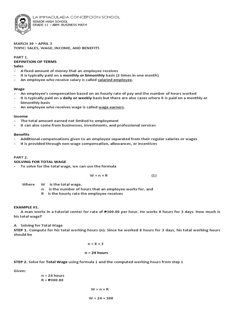 g11 St4 Abm Business Math | PDF | Employment | Salary
