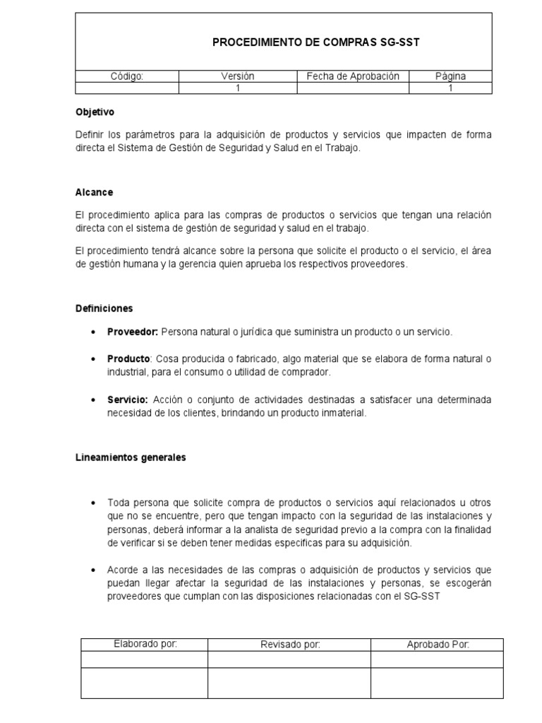 PR-GH Procedimiento de Compras SG-SST | PDF | Higiene Ocupacional ... PR-GH Procedimiento de Compras SG-SST | PDF | Higiene Ocupacional ...