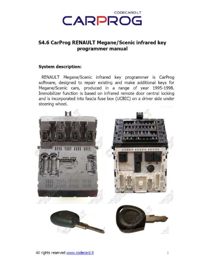 CARPROG RENAULT Key Programmer Manual | PDF