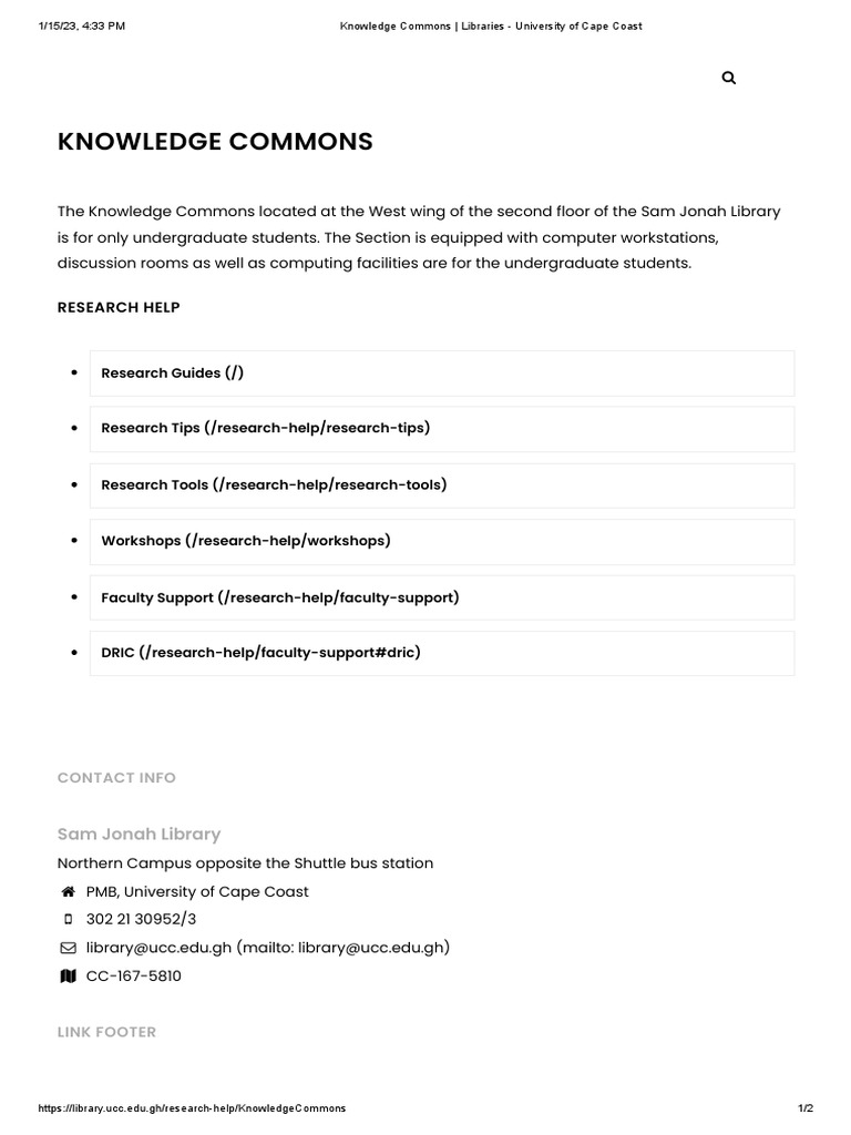 Knowledge Commons - Libraries - University of Cape Coast | PDF