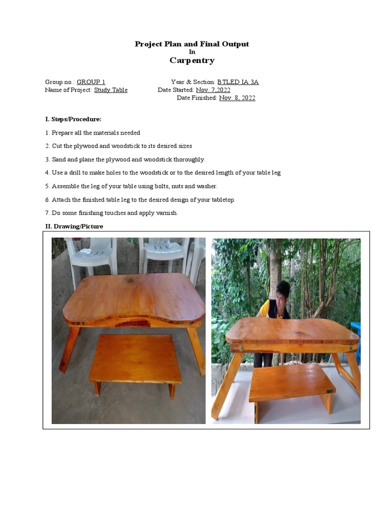 Project Plan in Carpentry | PDF