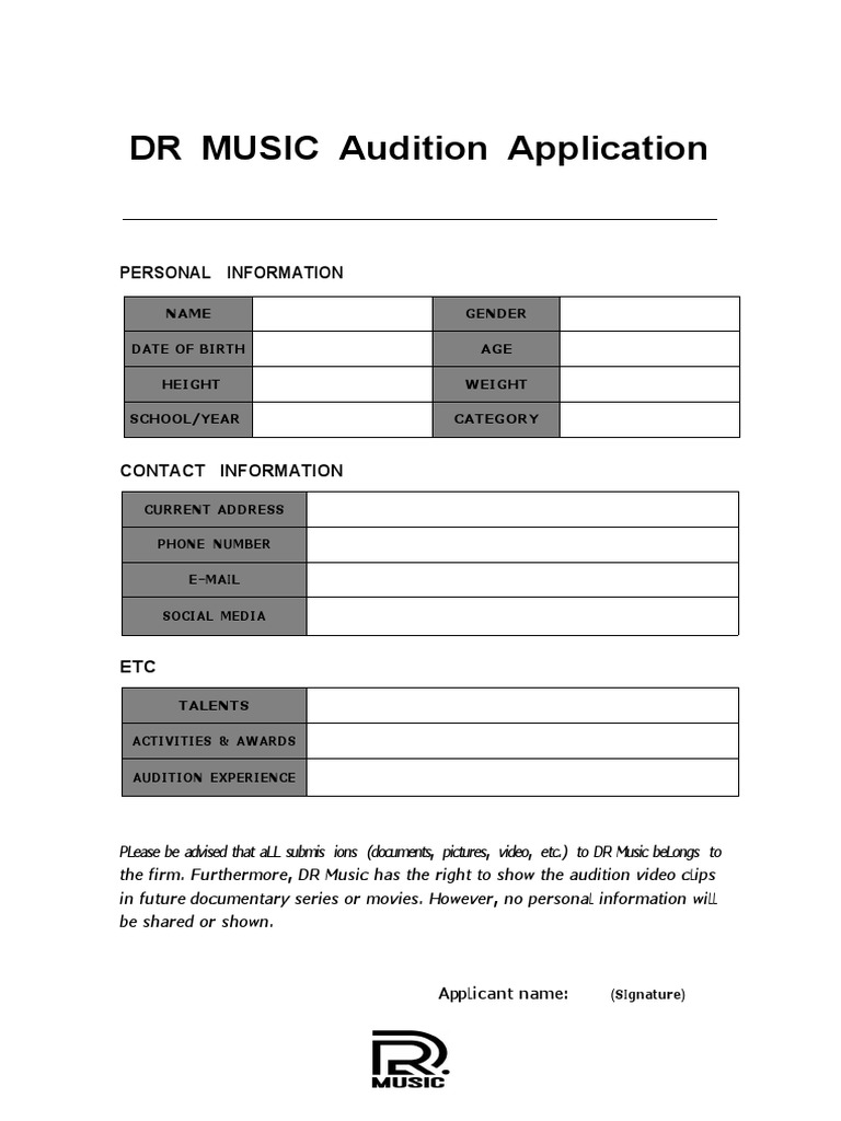 DR Music Audition Application Guide | PDF
