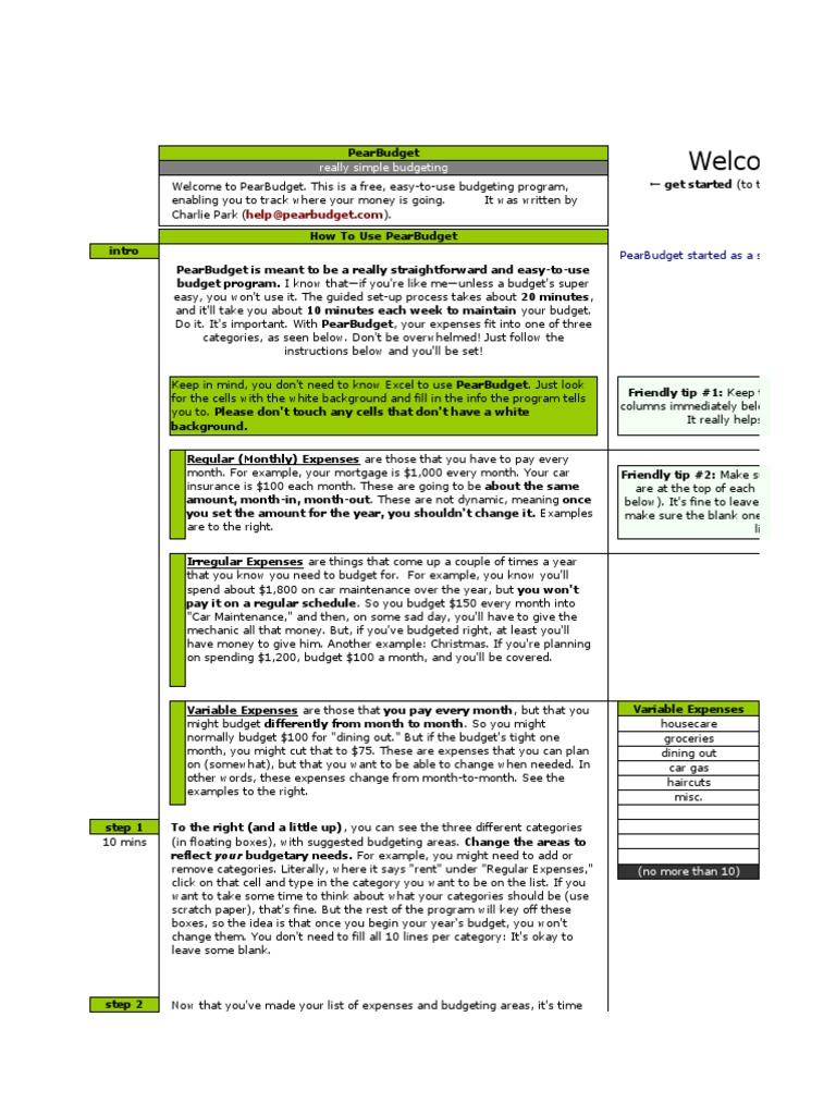 Pear Budget | PDF | Spreadsheet | Budget