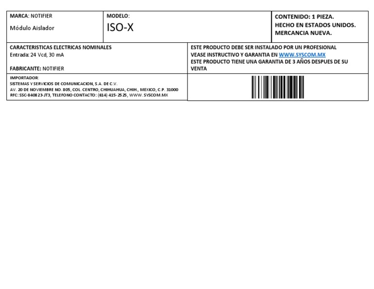 ISO-X Etiqueta | PDF