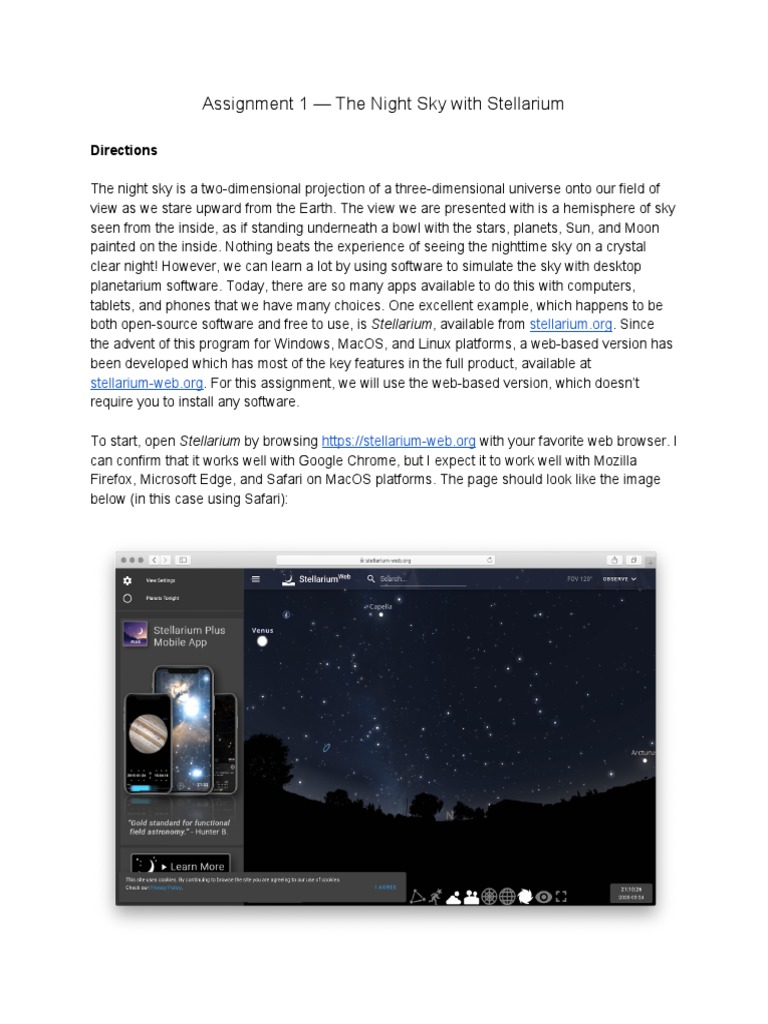 Assignment 1 The Night Sky With Stellarium Download Free Pdf