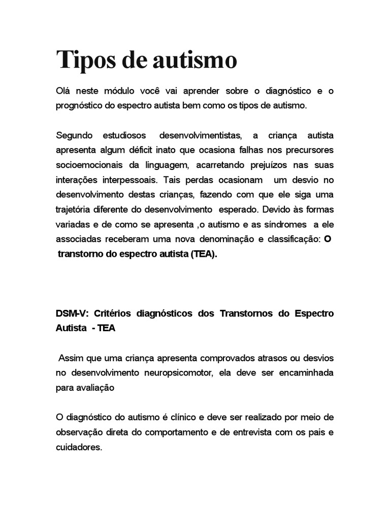 Tipos de Autismo | PDF | Autismo | Síndrome de Asperger