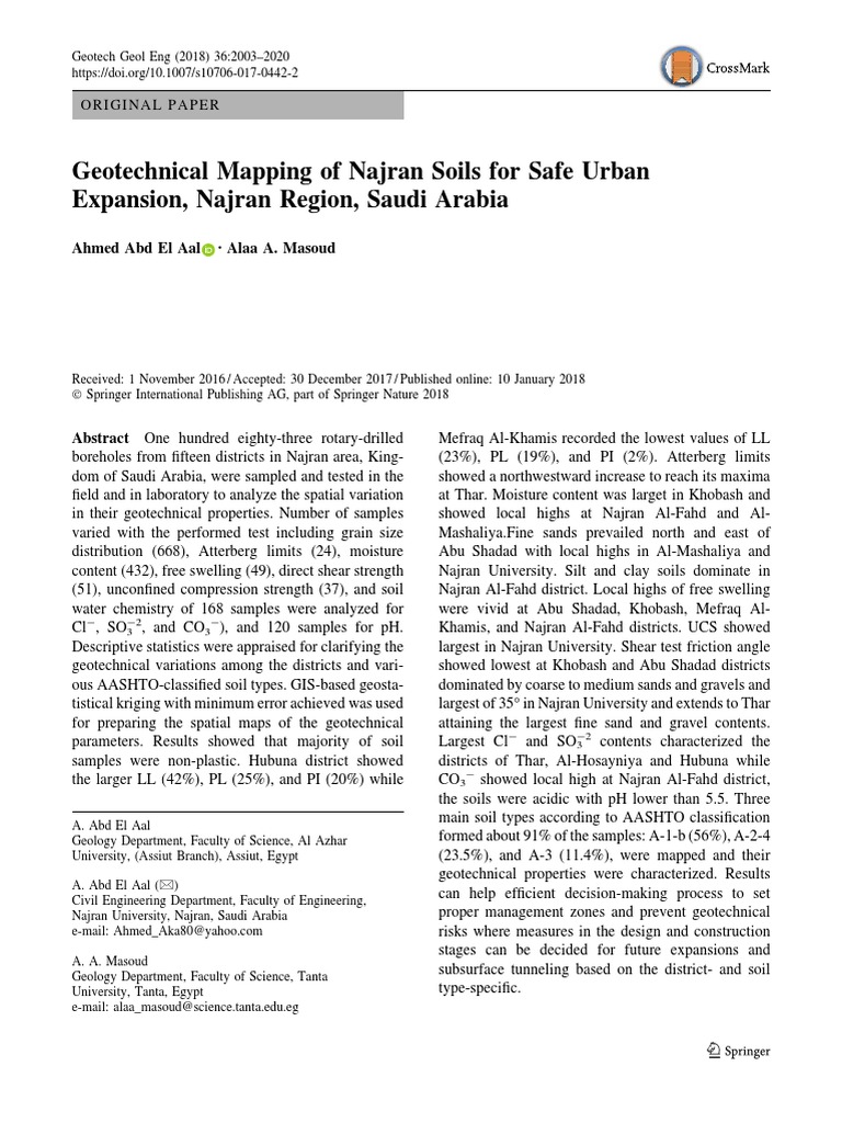 Geotechnical Mapping of Najran Soils For Safe Urban Expansion, Najran Region, Saudi Arabia | PDF ...