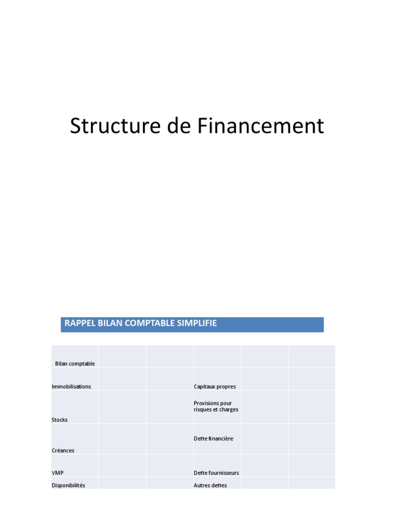 Structure de Financement | PDF | Bilan comptable | Capitaux propres