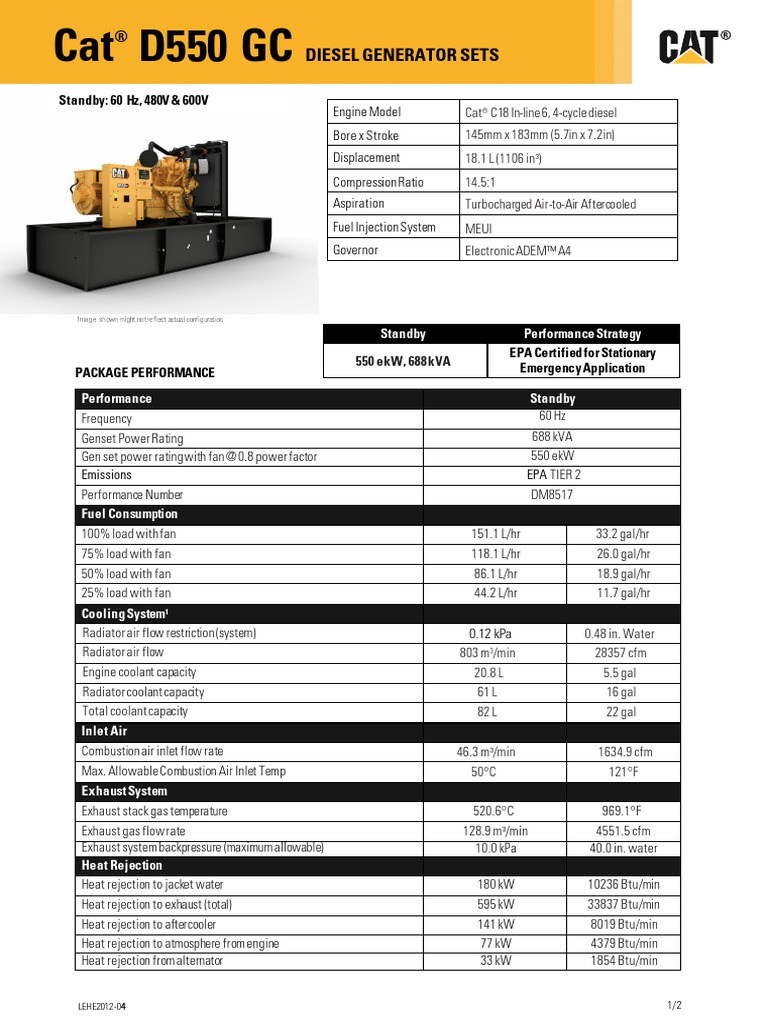 Diesel Generator Sets: Standby: 60 HZ, 480V & 600V | PDF | Diesel ...