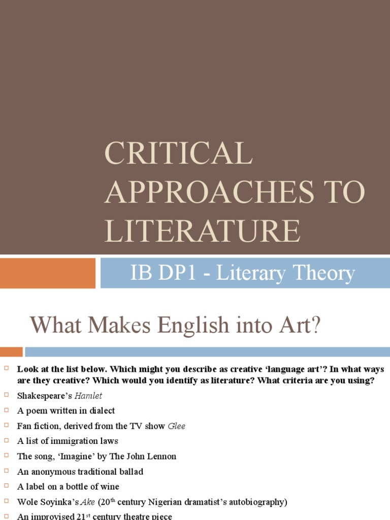 Critical Approaches - Literary Theory PowerPoint | PDF | Id