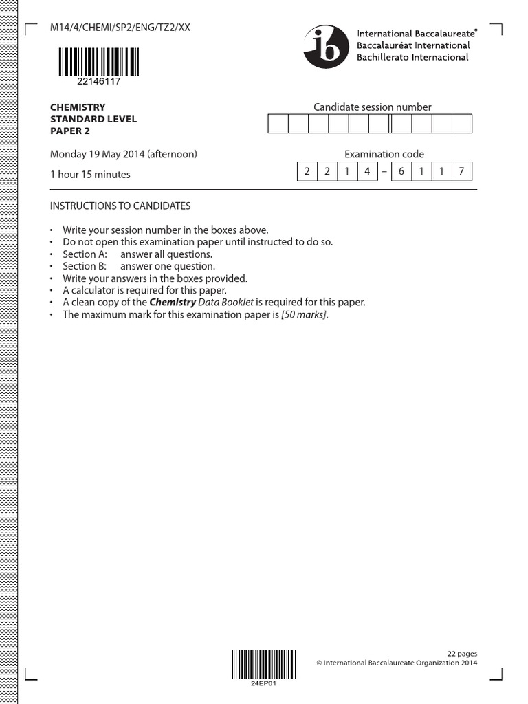 Chemistry Paper 2 TZ2 SL | PDF | Chlorine | Isotope