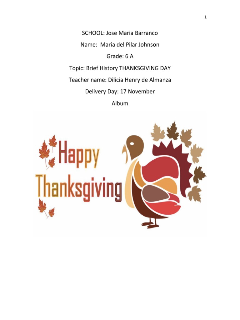 Album Del Dia de Accion de Gracias de Ingles | PDF | Thanksgiving ...