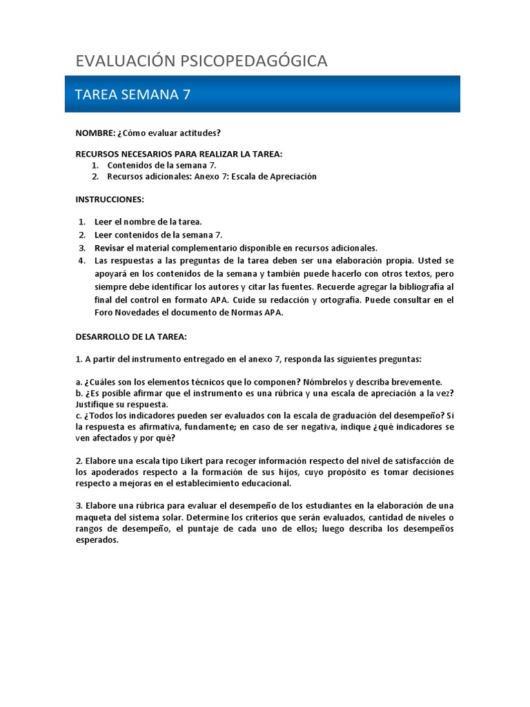 S7 Tarea V2 | PDF | Evaluación | Rúbrica (Académica)