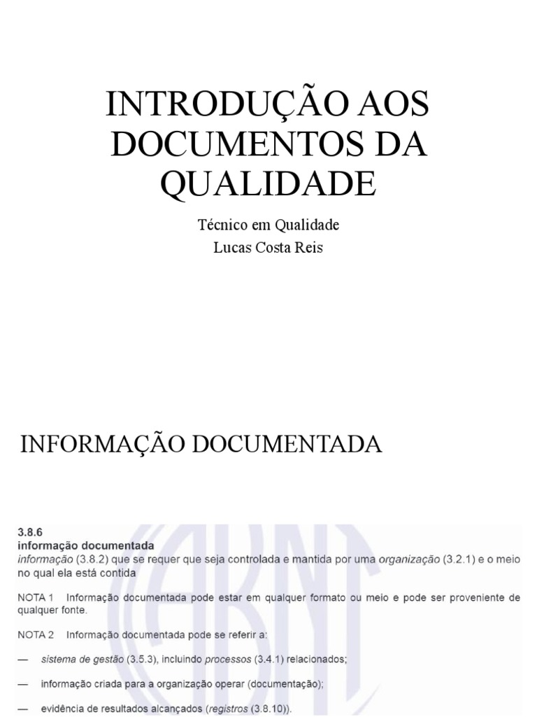 Aula 01 - Introdução Aos Documentos Da Qualidade | PDF