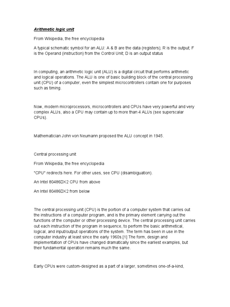 Arithmetic Logic Unit | PDF | Central Processing Unit | Integrated Circuit
