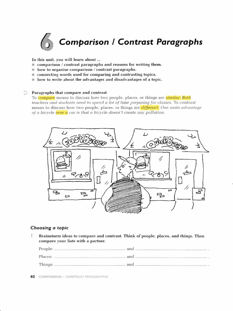 Comparison Contrast Paragraph Explanation | PDF
