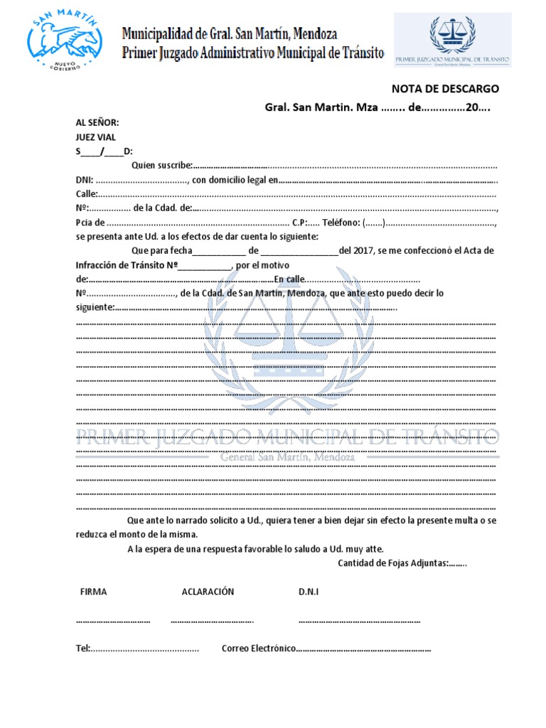 Formulario de Descargo | PDF