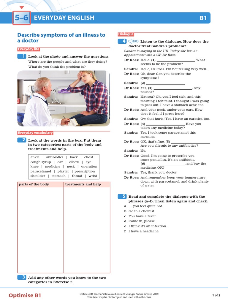 OPT B1 EE Units5-6 Worksheet | PDF | Clinical Medicine | Diseases And ...