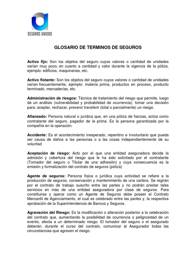 Glosario de Términos de Seguros | PDF | Póliza de seguros | Seguro