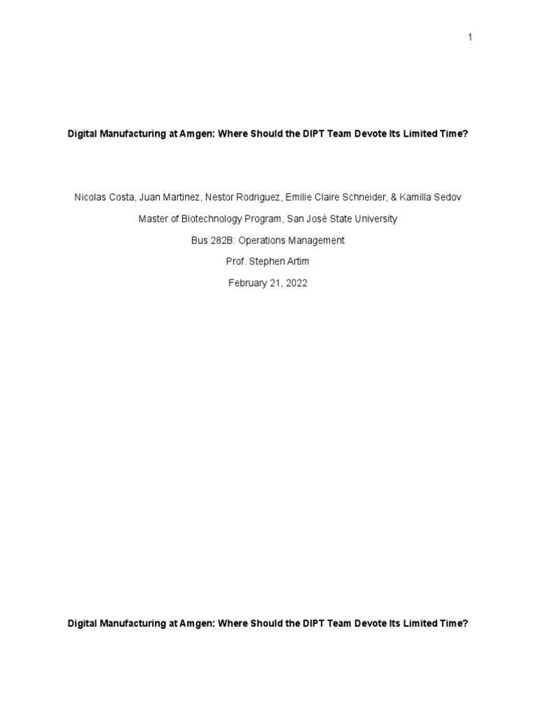 Amgen's Digital Manufacturing Strategy | PDF