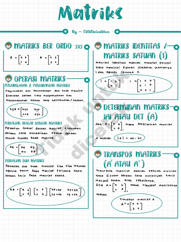 Matriks - Matematika by Catatanindahns | PDF