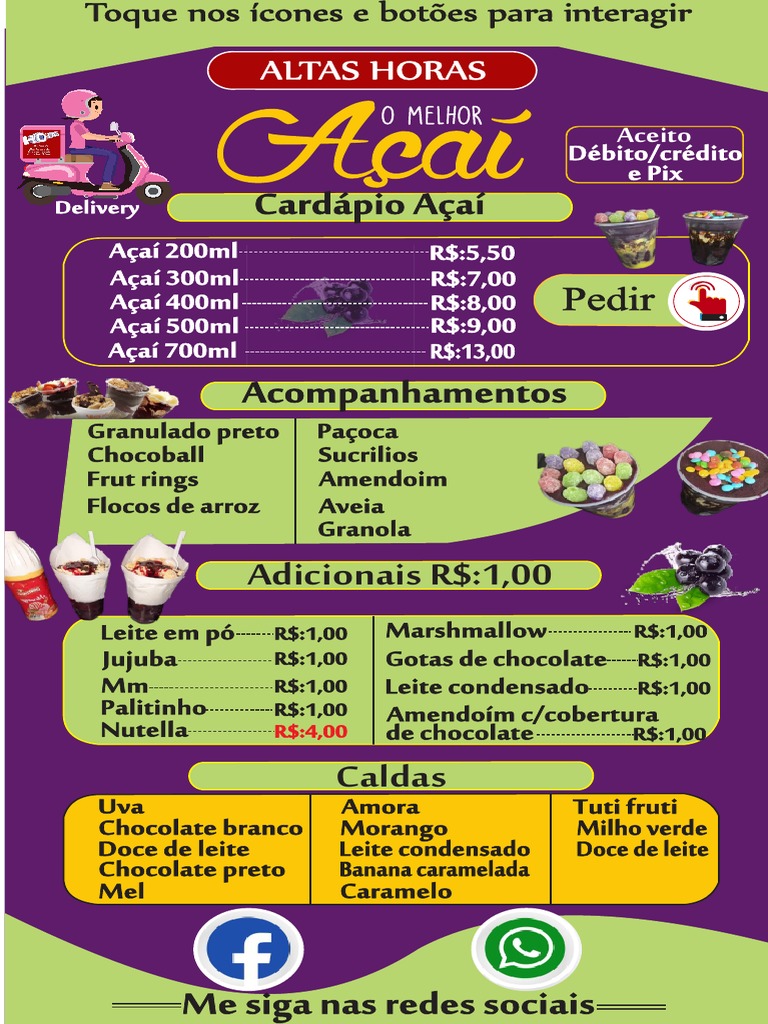 Cardápio Açaí Altas Horas | PDF