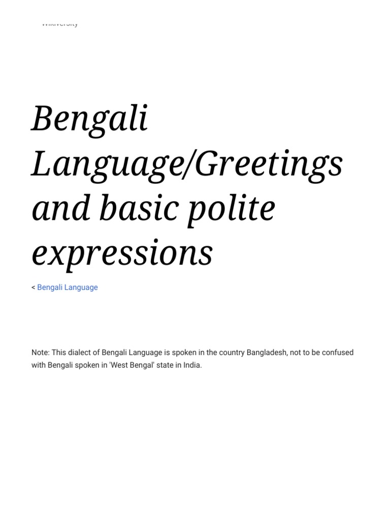 Bengali Language - Greetings and Basic Polite Expressions - Wikiversity ...