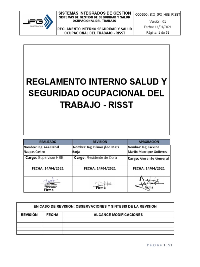 Sig - JFG - Hse - Risst - V002 | PDF | Seguridad y salud ocupacional ...