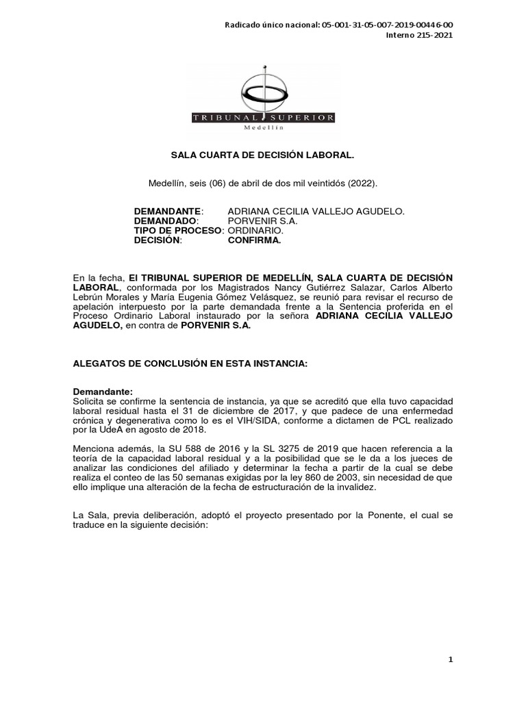 Sent2 Adriana Cecilia Vallejo Agudelo CC 43499000 'Sentencia Segunda ...