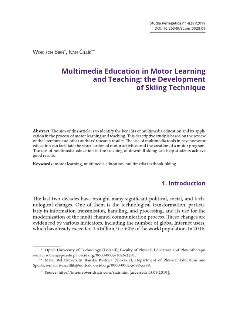 Multimedia Education in Motor Learn | PDF | Teaching Method | Multimedia