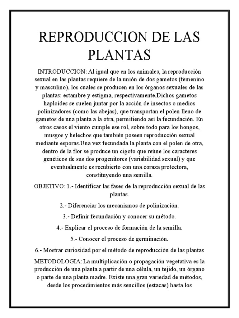 Reproduccion de Las Plantas | PDF | Plantas | Reproducción